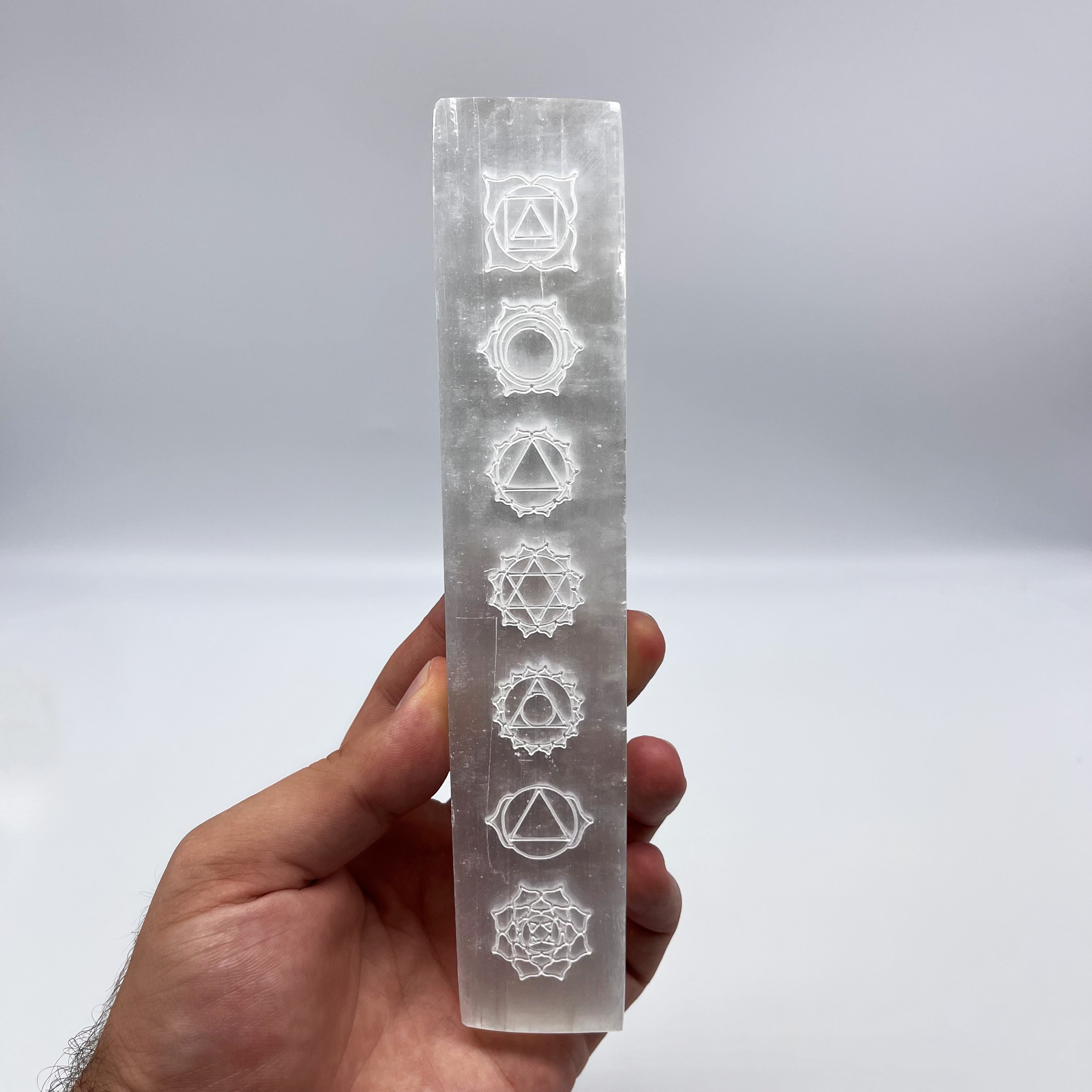 Chakra Etched Selenite Slab – Ruby's Healing Crystals